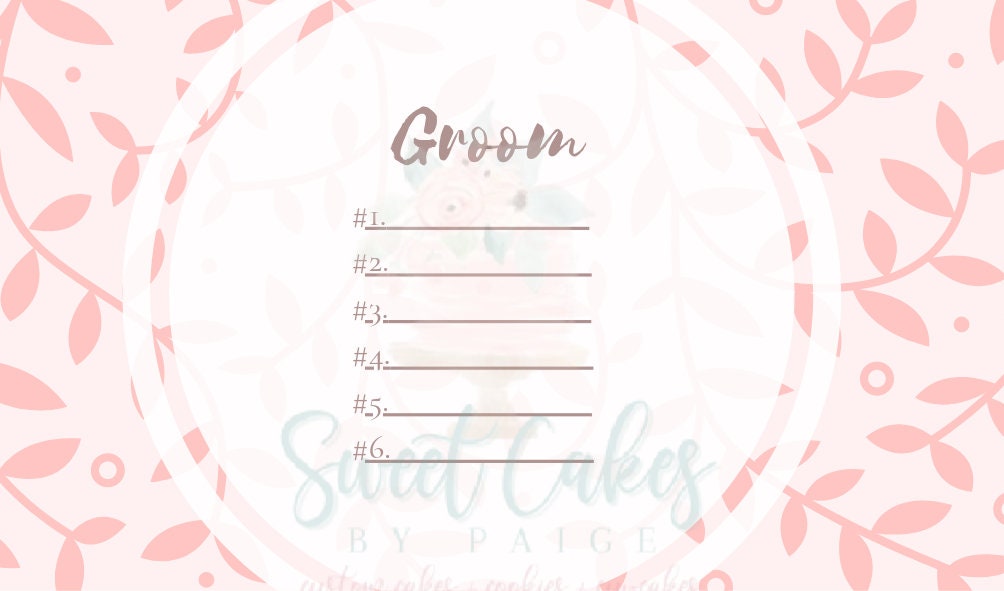 Wedding Cake Tasting Cards - Etsy