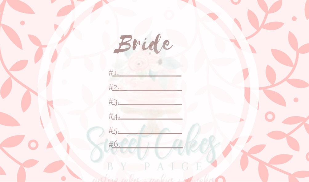 Wedding Cake Tasting Cards - Etsy