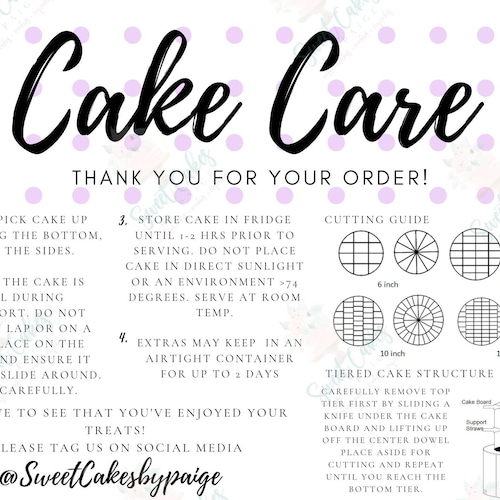 Cake Card Card DIGITAL With Cake Cutting Guide - Etsy