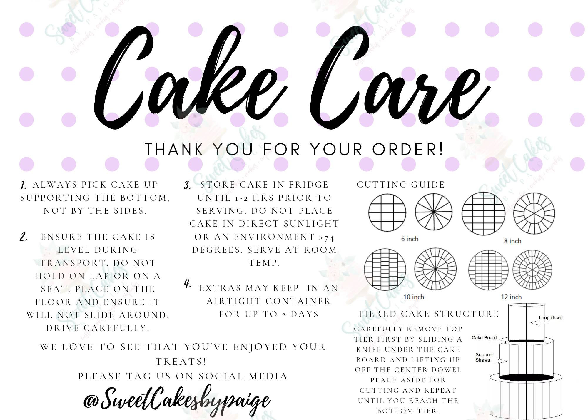 Cake Card Card (DIGITAL) With Cake Cutting Guide - Etsy