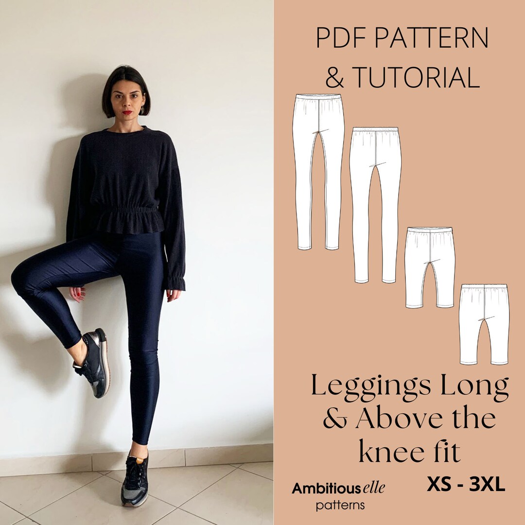 PDF Leggings Sewing Pattern | PDF Long Fit Leggings | Biker Leggings ...
