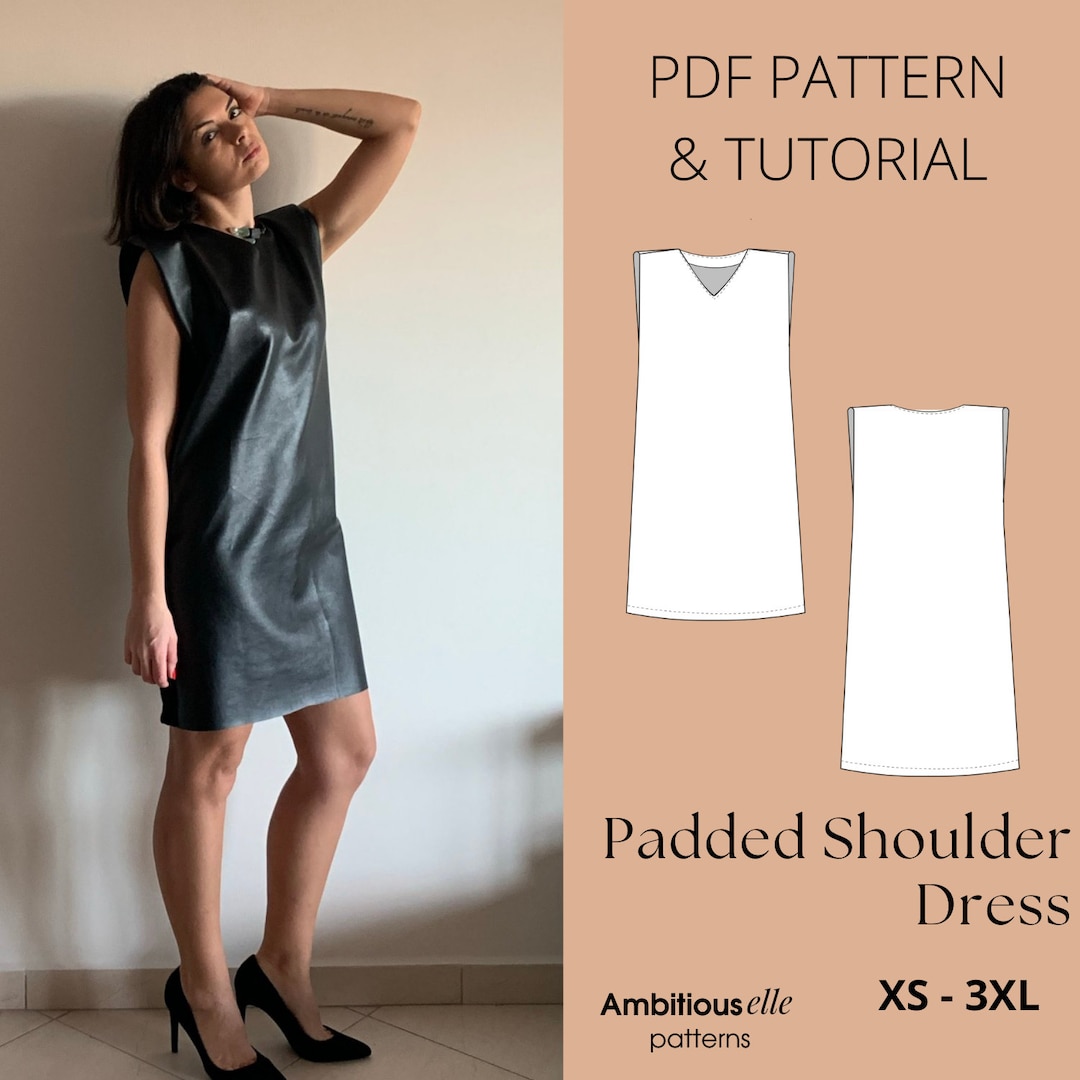 PDF Mini Dress Sewing Pattern With Shoulder Pads Chic Dress Pattern ...