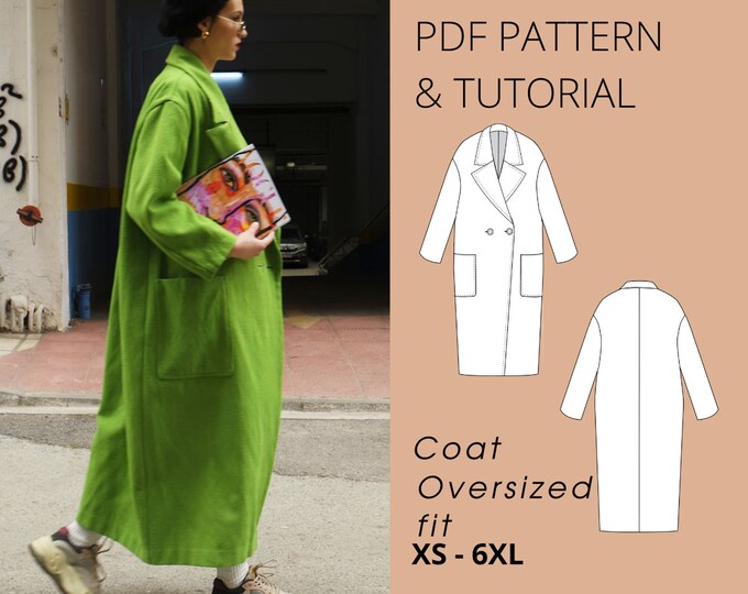 Cocoon Coat Lined Sewing Pattern: Drop Shoulder Design (sizes 4-18 UK ...