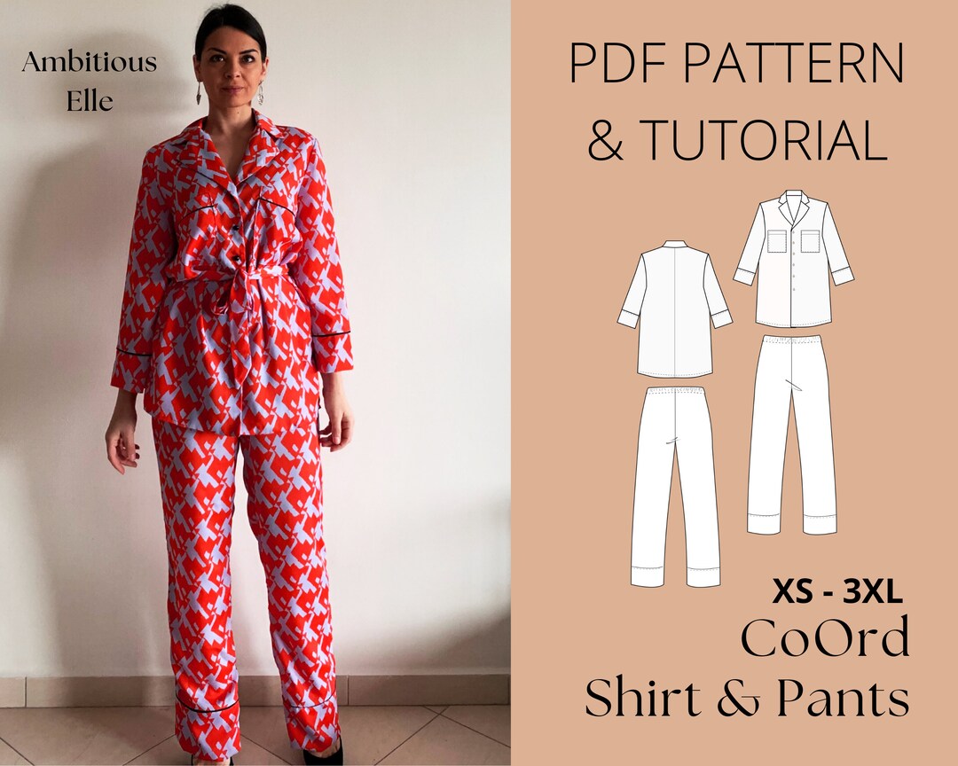 PATTERN Coord Shirt and Pants Coord Sewing Pattern Relaxed Fit Shirt ...