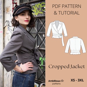 PDF Cropped Jacket Sewing Pattern Cinched Waist Cropped Double-breasted ...