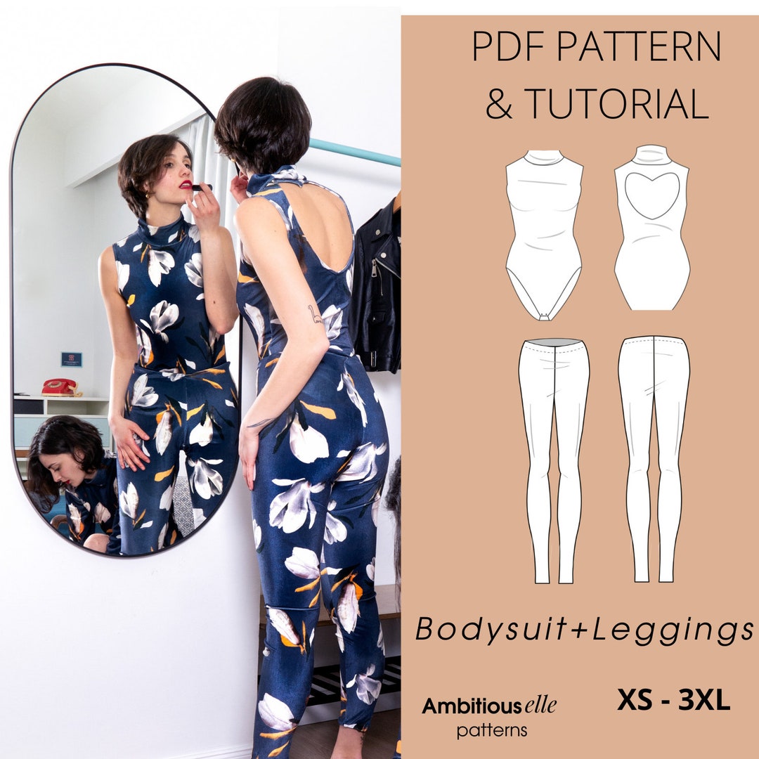 PDF Co Ord Sewing Pattern | Turtleneck Bodysuit Sewing Pattern ...