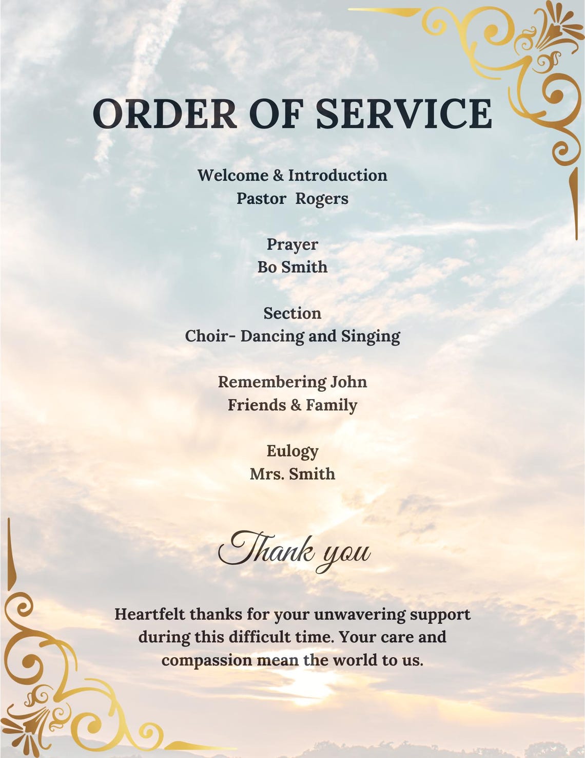 Editable Funeral Program Template, Memorial Service Template, Obituary ...
