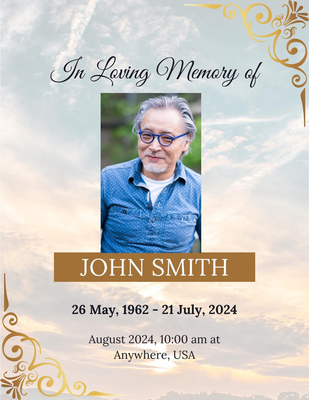 Editable Funeral Program Template, Memorial Service Template, Obituary ...