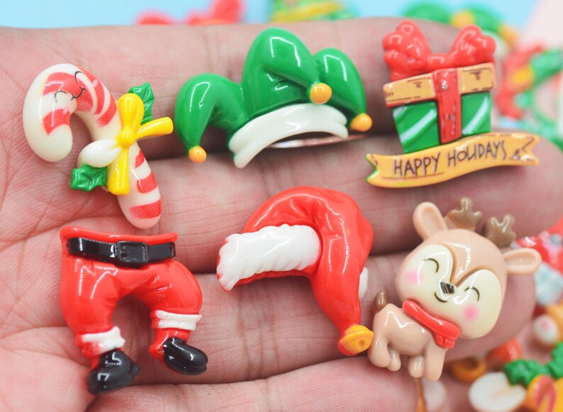 Mixed Christmas Theme Resin Embellishments-christmas Crafts Materials ...