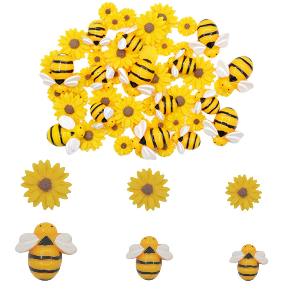 Resin Bees Daisy Decor Bumblebee Ladybug Sunflowers Embellishment Set ...
