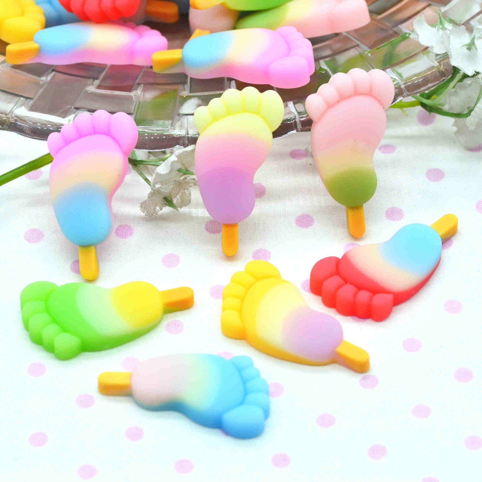 Resin Flat Back Gradient Foot Print Popsicle - Etsy