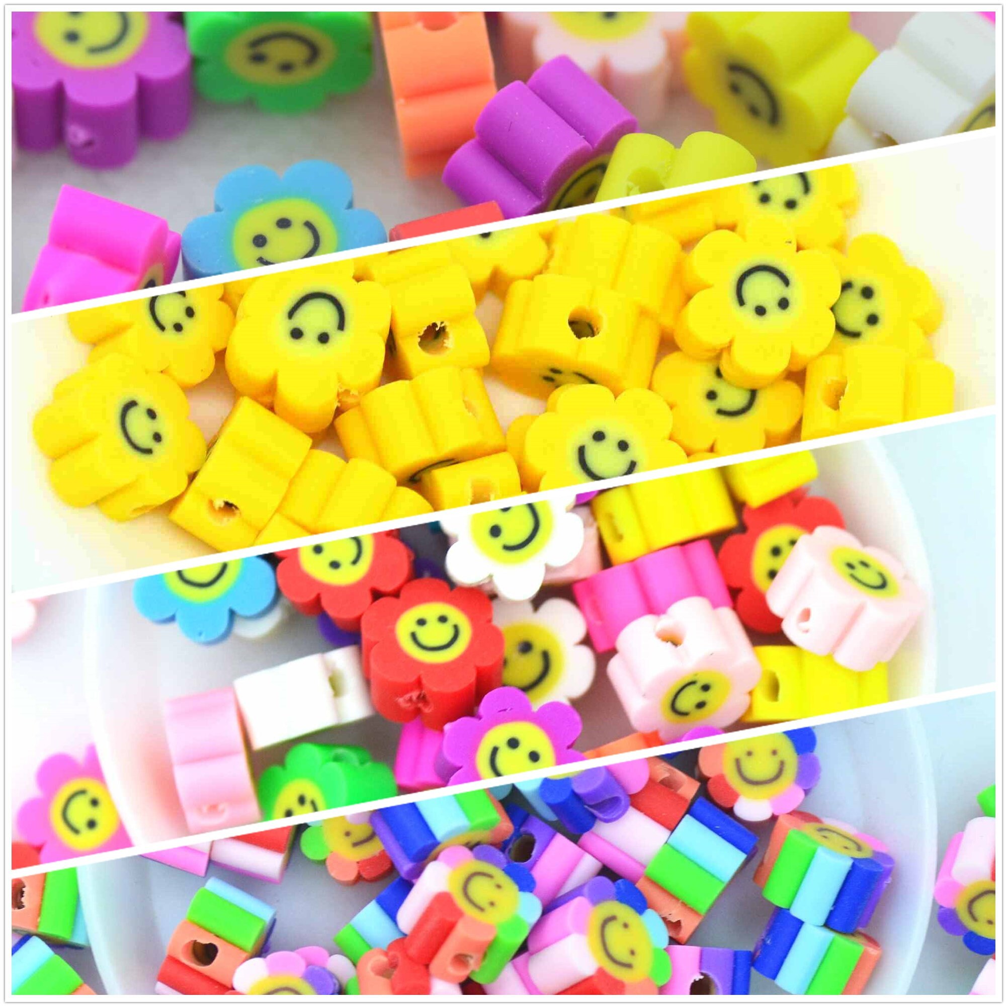 Polymer Clay Smile Face Daisy Flower Beads-children Jewelry Making ...