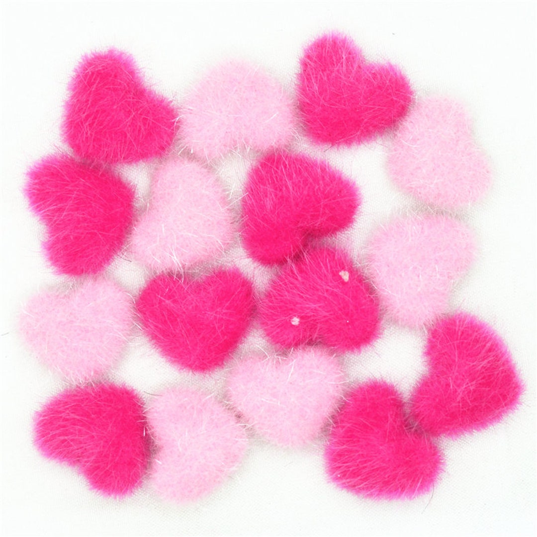 20pcs-16mm Fluffy Fabric Covered Flat Back Heart Buttons-scrapbooking ...