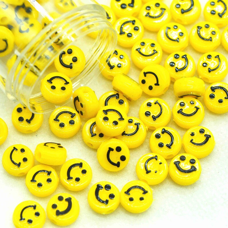 Plastic Smile Face Disc Beads-bracelets Jewelry Making Beads-d.i.y ...