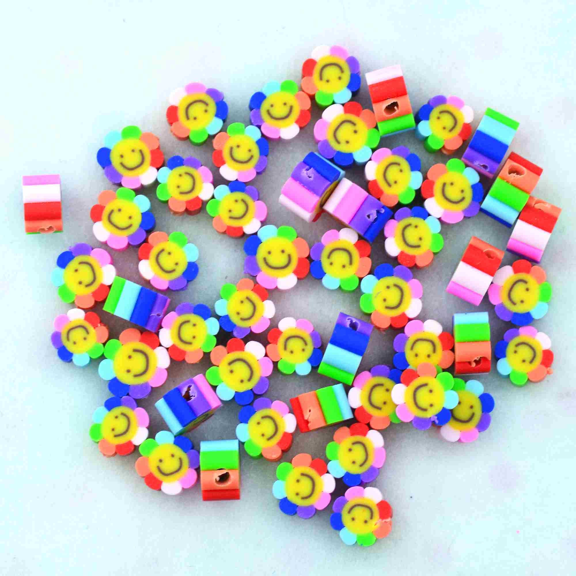 Polymer Clay Smile Face Daisy Flower Beads-children Jewelry Making ...