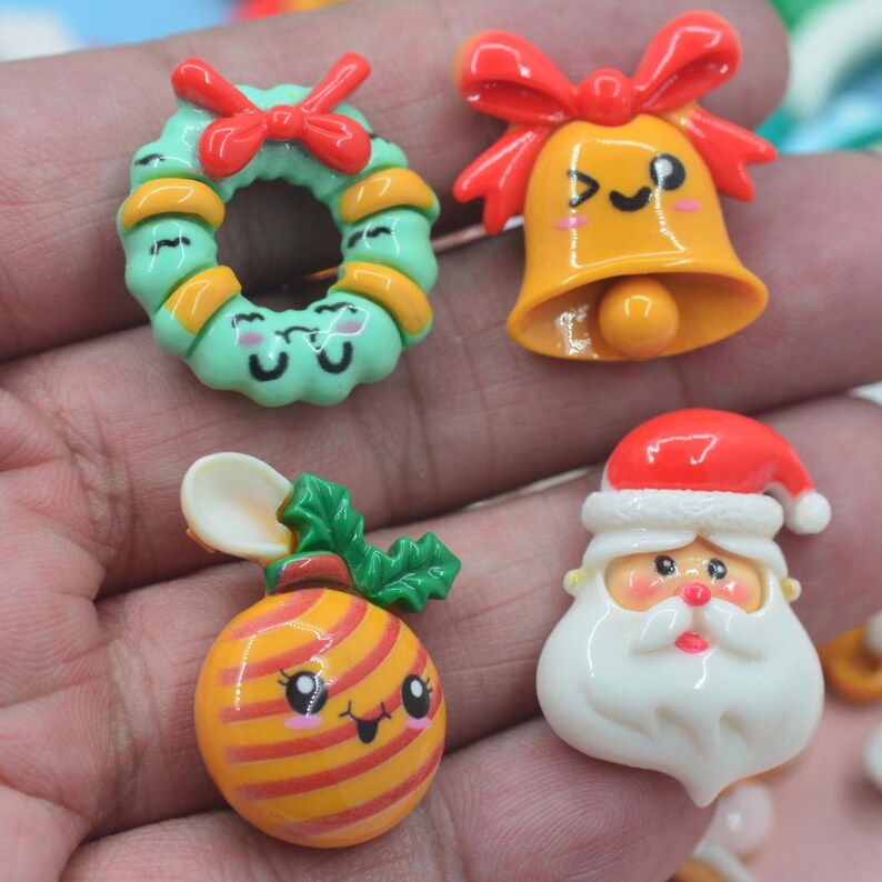 Mixed Christmas Theme Resin Embellishments-christmas Crafts Materials ...