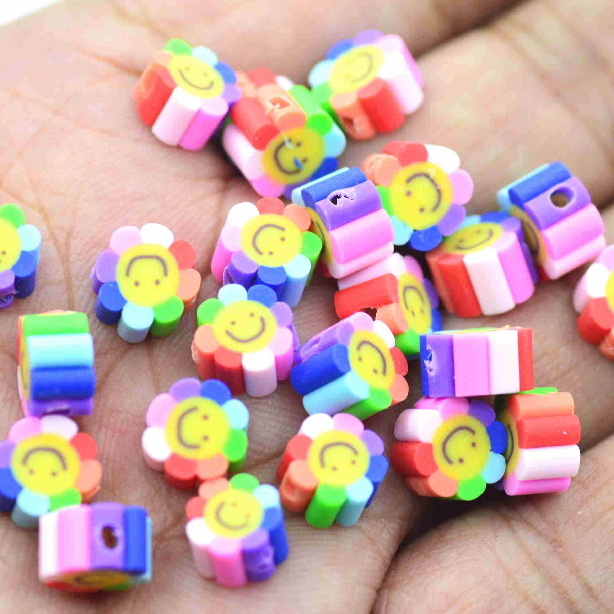 Polymer Clay Smile Face Daisy Flower Beads-children Jewelry Making ...