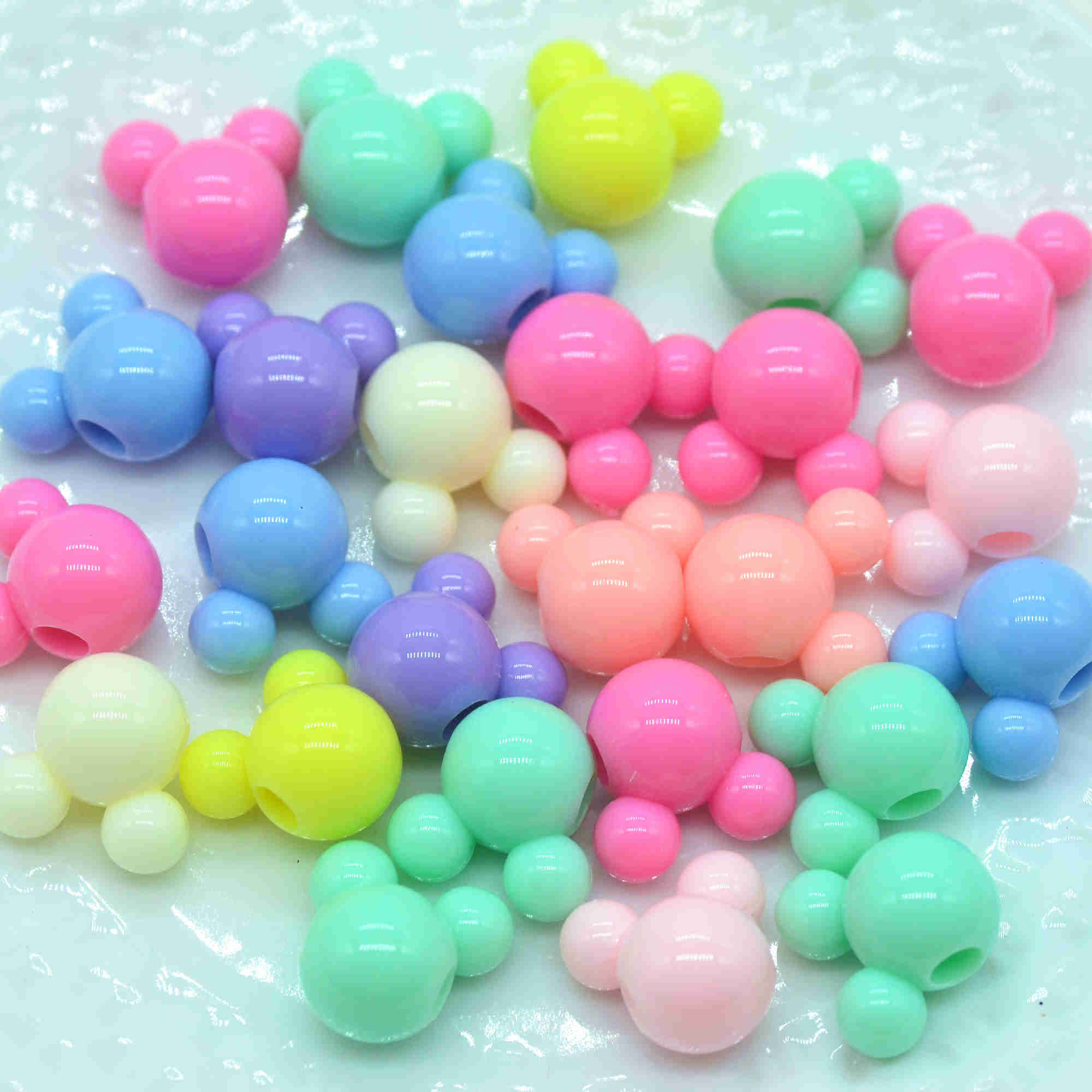 Mixed Candy Color Mickey Head Shape Beads-hair Band&hair Crafts Beads ...