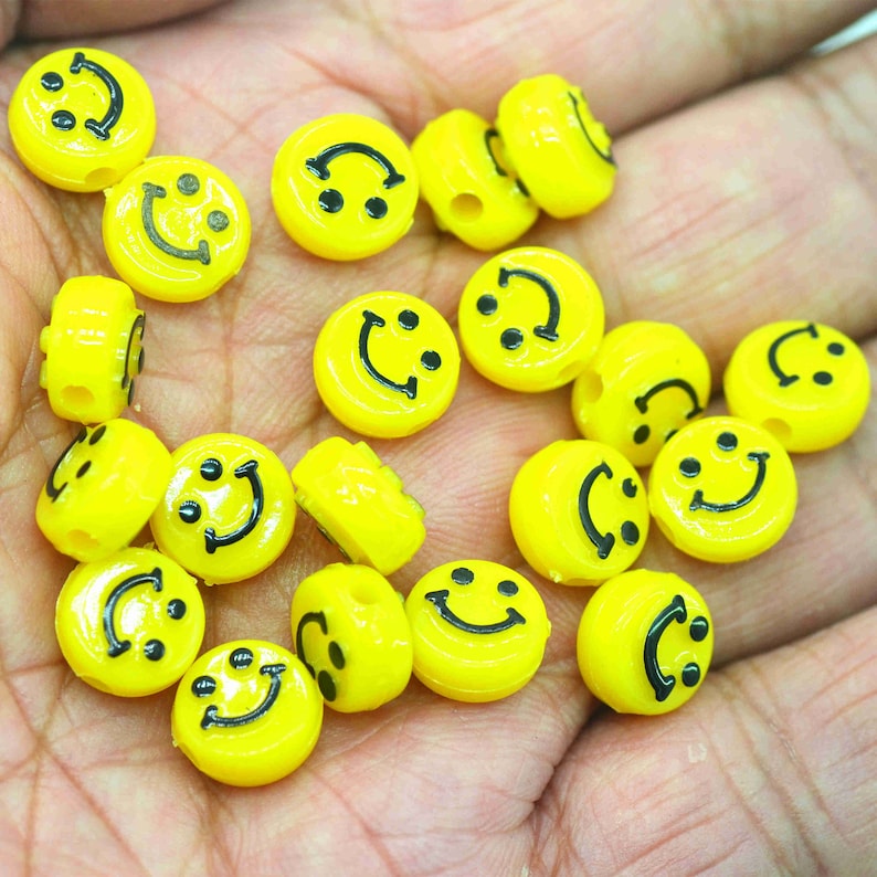 Plastic Smile Face Disc Beads-bracelets Jewelry Making | Etsy