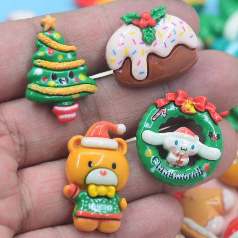 Mixed Christmas Theme Resin Embellishments-christmas Crafts Materials ...