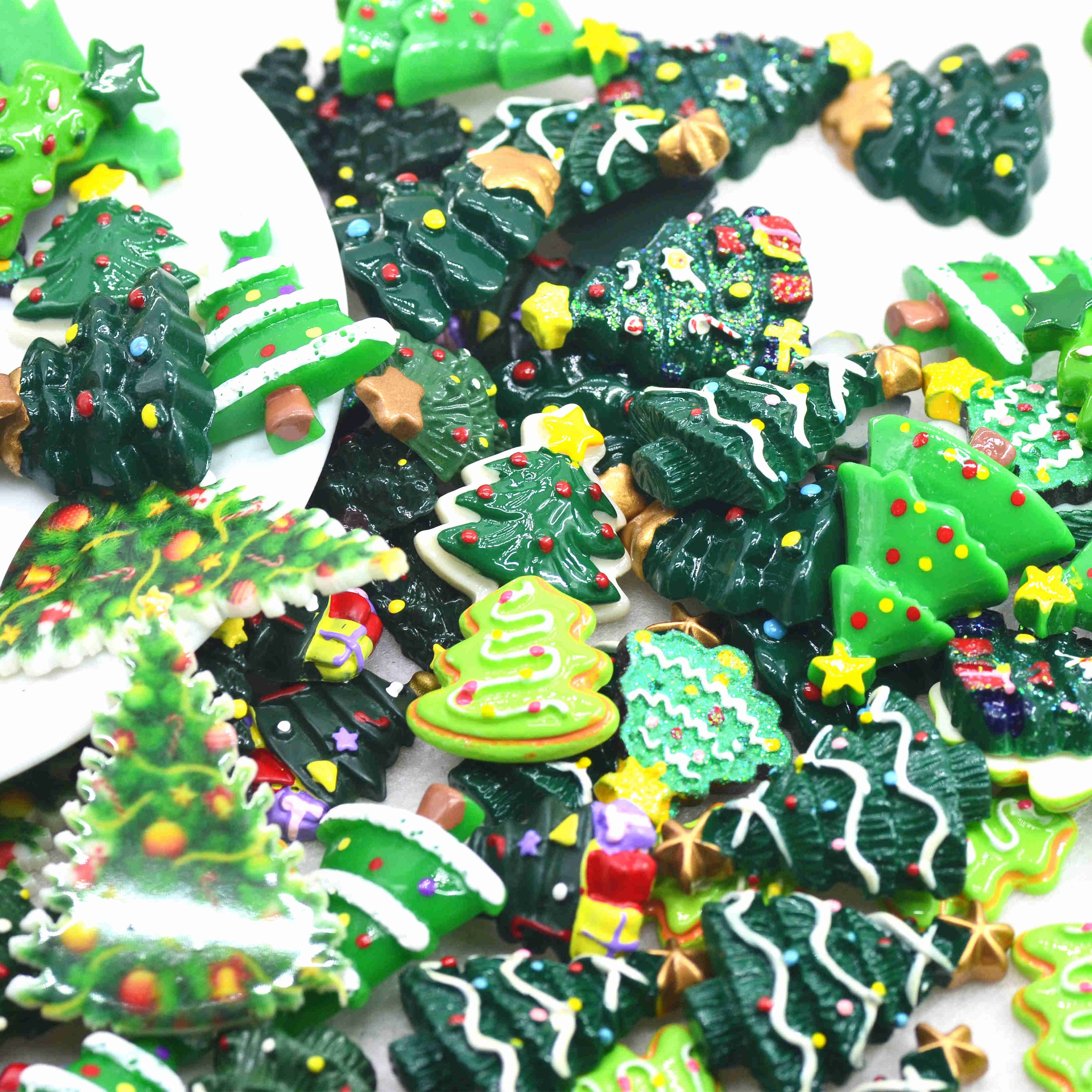 Resin Flat Back Christmas Tree Embellishments-christmas D.I.Y - Etsy