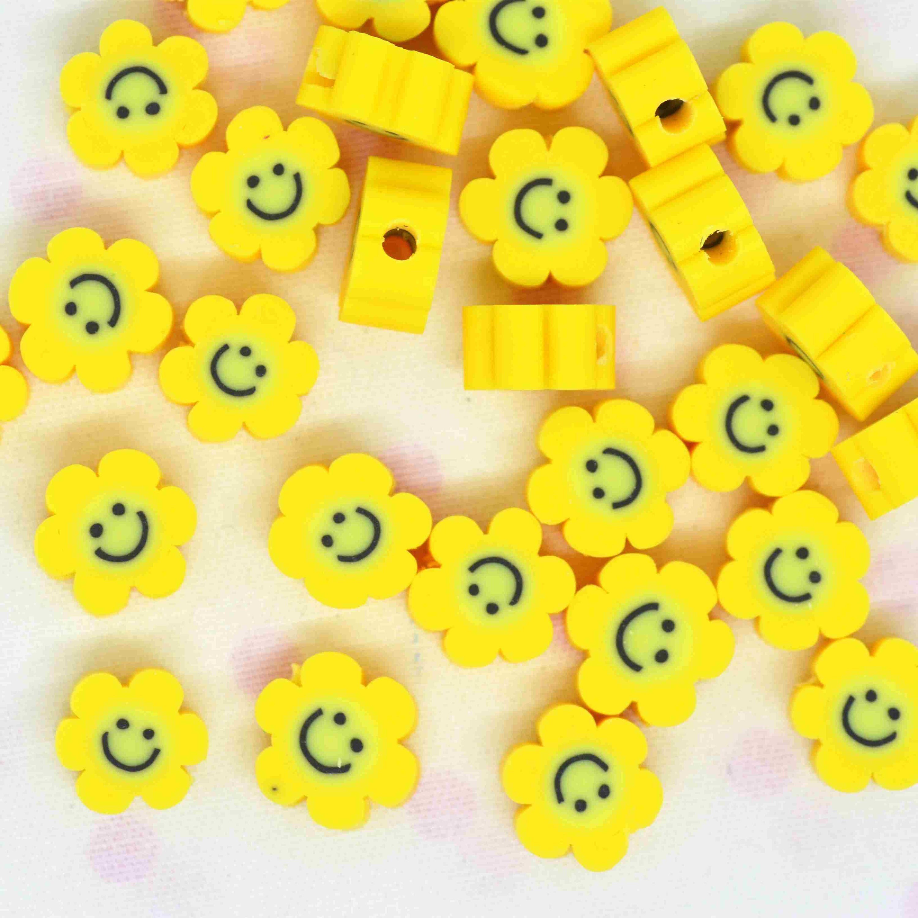 Polymer Clay Smile Face Daisy Flower Beads-children Jewelry Making ...