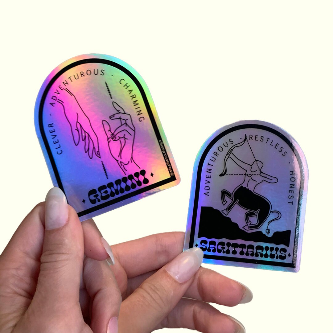 Holographic Zodiac Sign Vinyl Sticker Laptop Water Bottle | Etsy