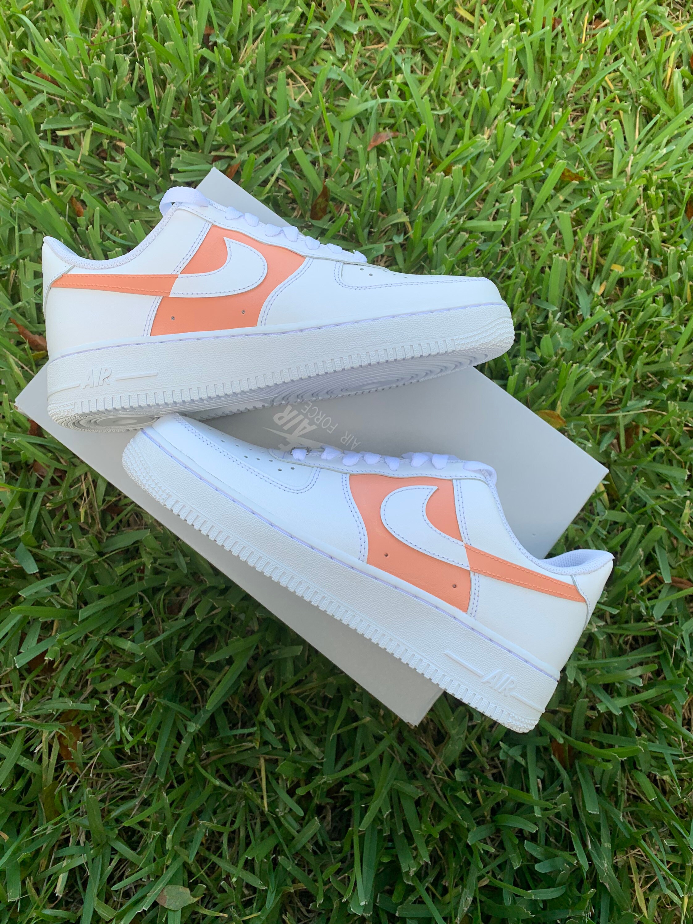 Custom Peach Colorblock Air Force 1's - Etsy España