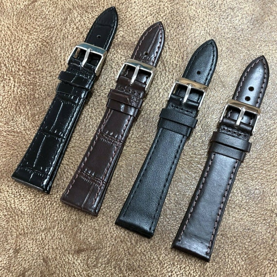 Unisex Tapered Cow Leather Watch Strap Band Vintage Style Size - Etsy