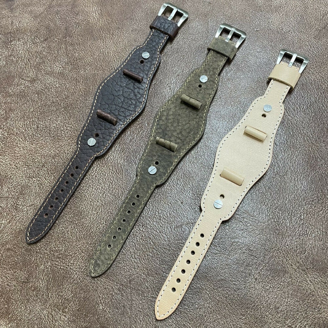 Leather Cuff Watch Strap Band Fit Wire Lug Size 16/18/20mm #123 ...