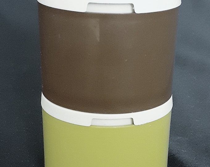 Vintage Tupperware Camping/stacking Green and Brown Salt and Pepper ...