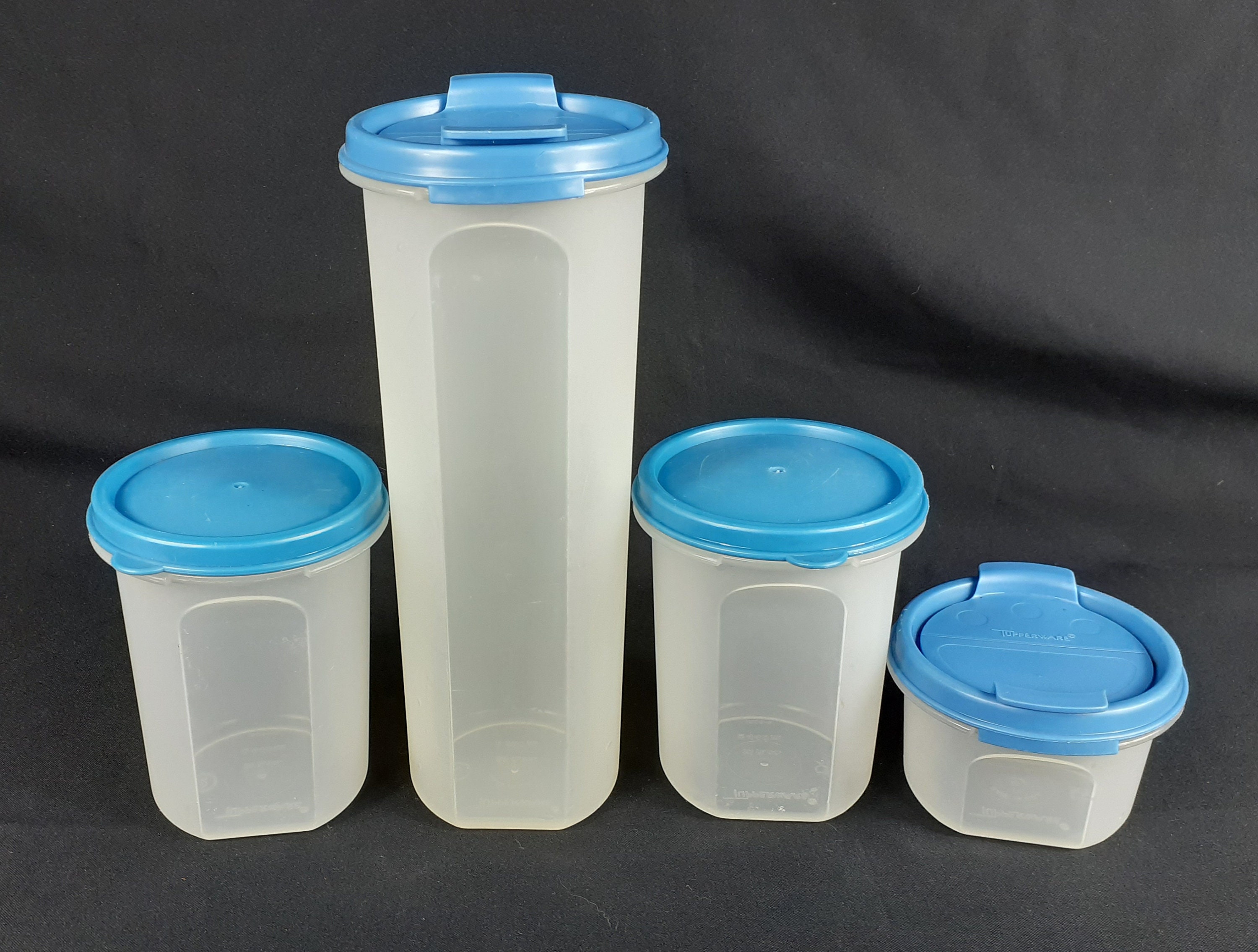 Vintage Set of 4 Tupperware Cylindrical Containers With Blue | Etsy