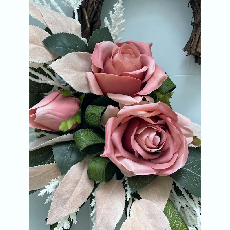 Heart-shaped Grapevine Wreath: Pink Roses, Mother’s Day Wreath - Etsy