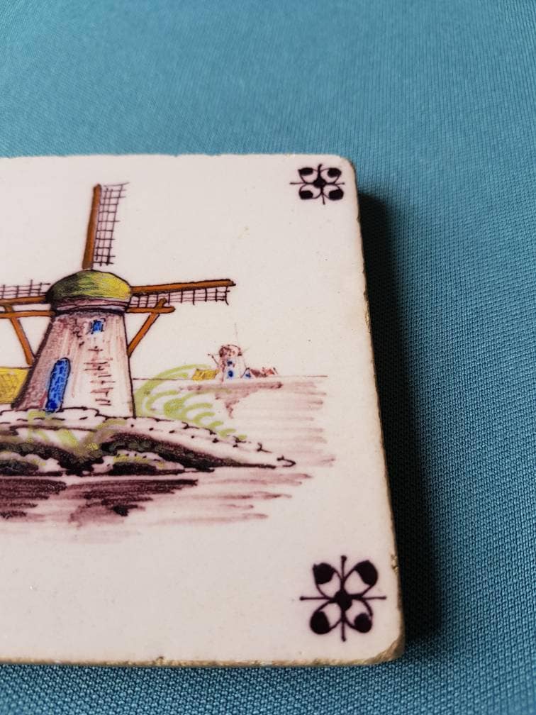 Vintage Hand Painted Dutch Tile-windmill in Countryside Made - Etsy