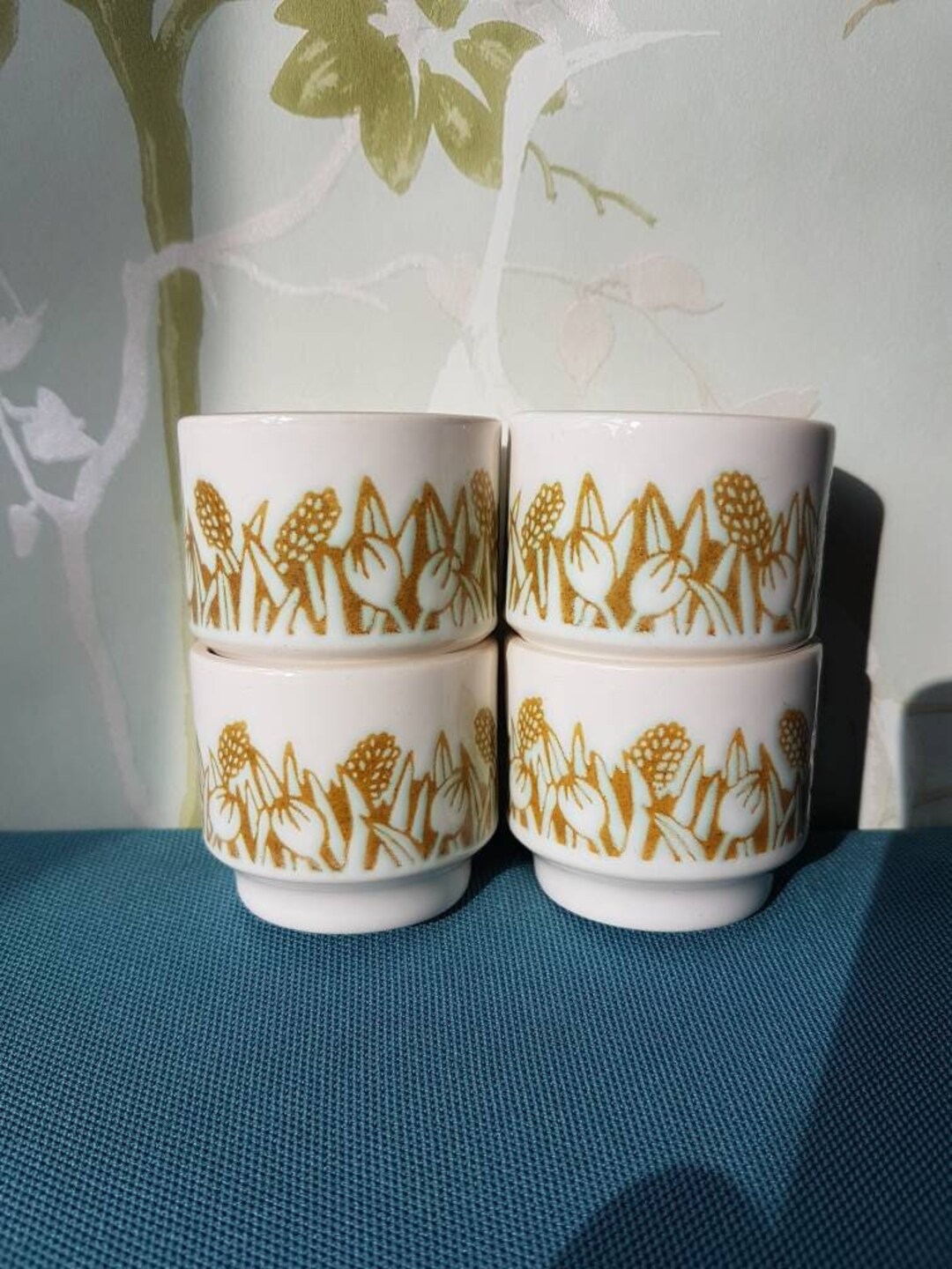 Vintage Hornsea Egg Cups Fleur Pattern Cream Background - Etsy