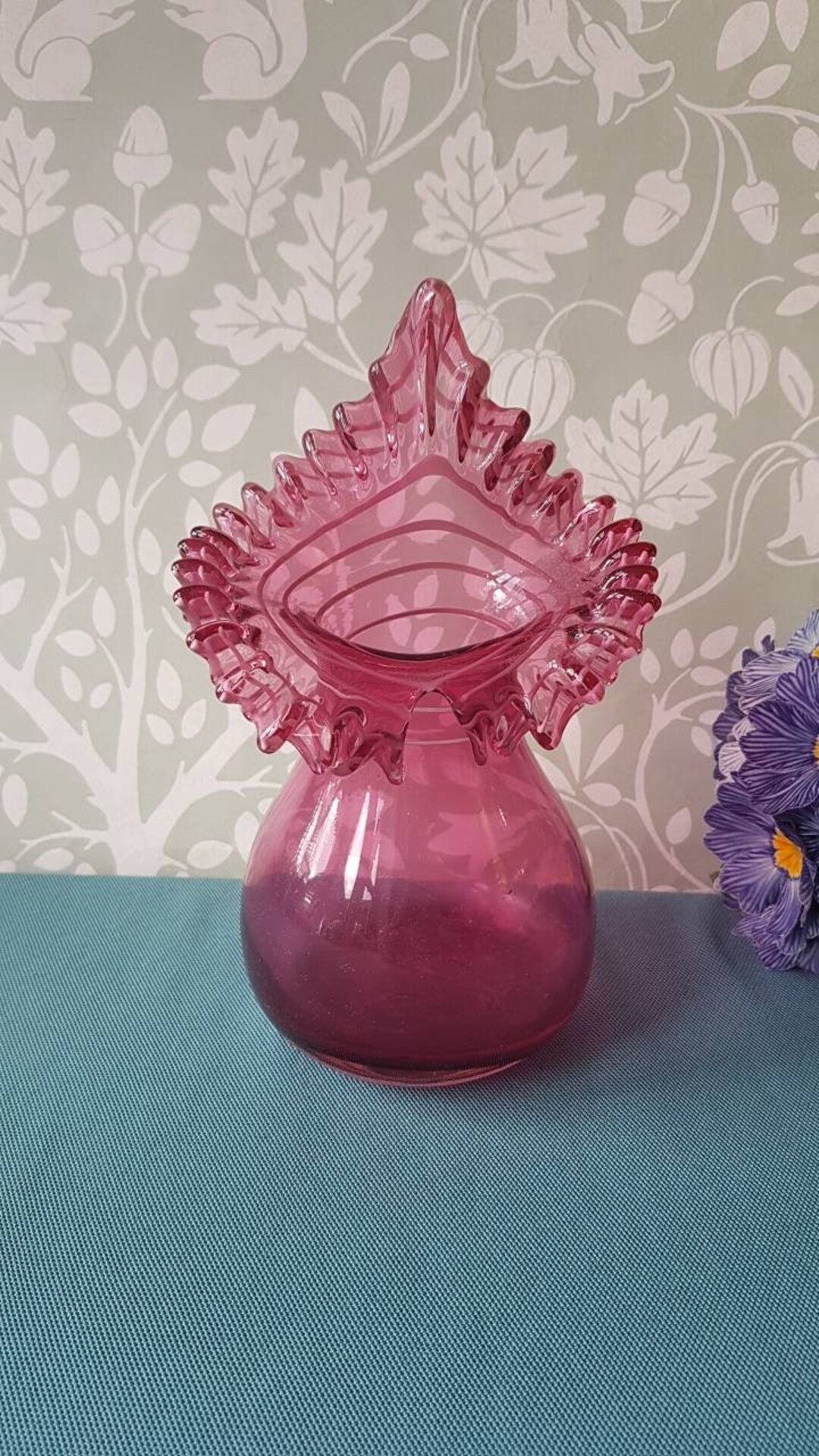Vintage Cranberry Pink Glass Vase-fenton Jack in the Pulpit- Frilly ...