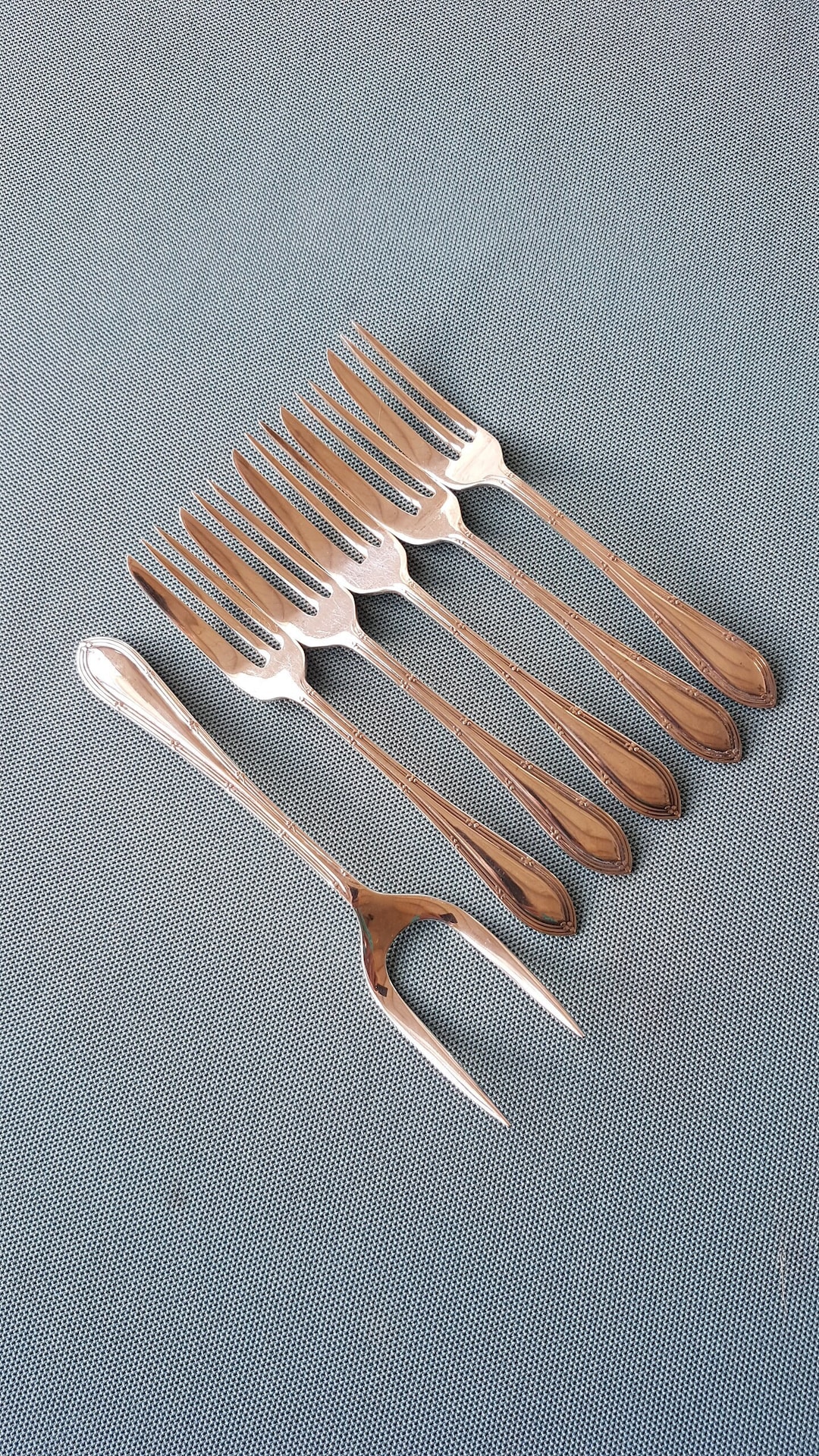Vintage Set of Five Silver Plated Pastry/cake Forks and a Cake Server ...