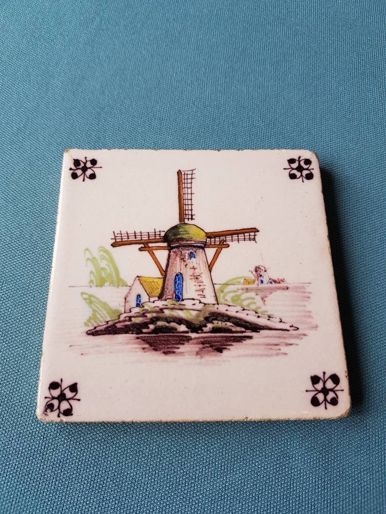 Vintage Hand Painted Dutch Tile-windmill in Countryside Made | Etsy
