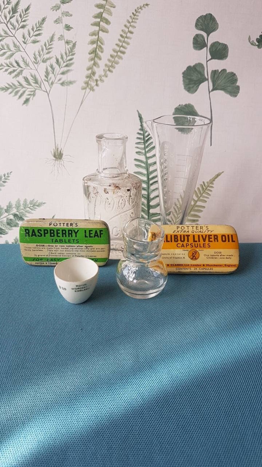 Vintage Medical Tins & Glassware Collection: Boots Bottle, Eye Bath ...