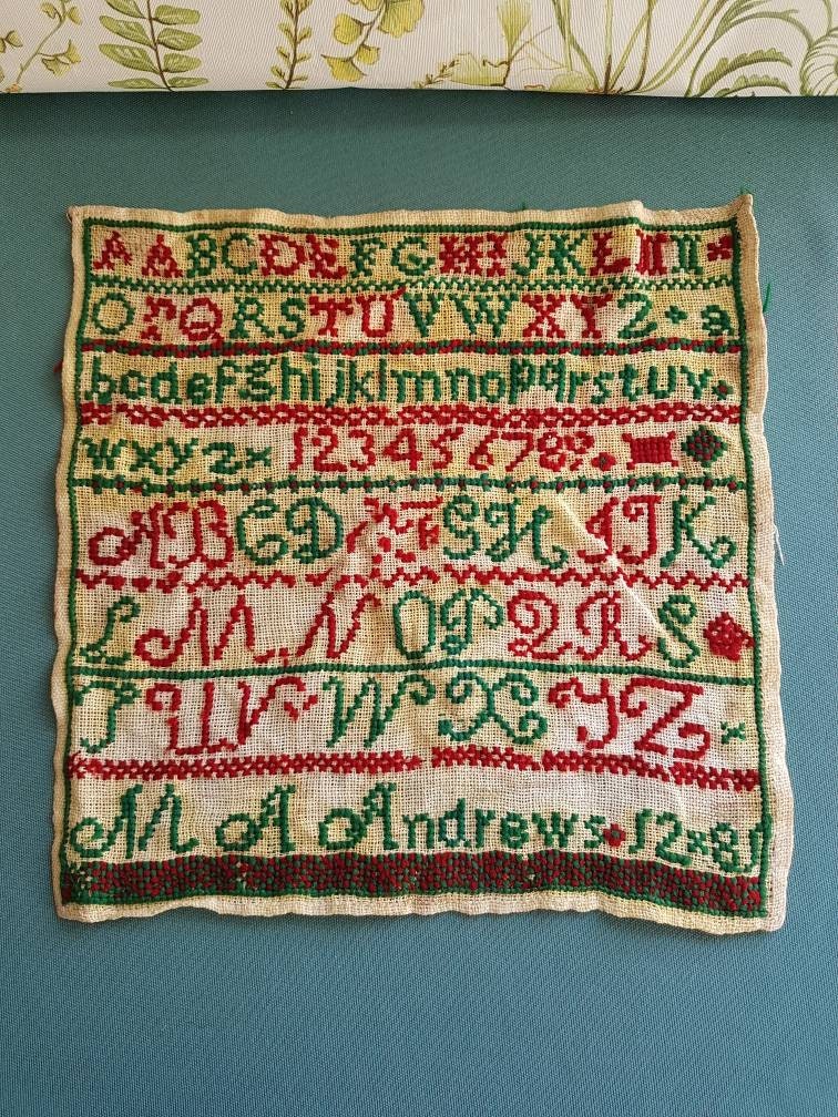 Vintage Child's Sampler Handmade Alphabet Sampler Made in | Etsy