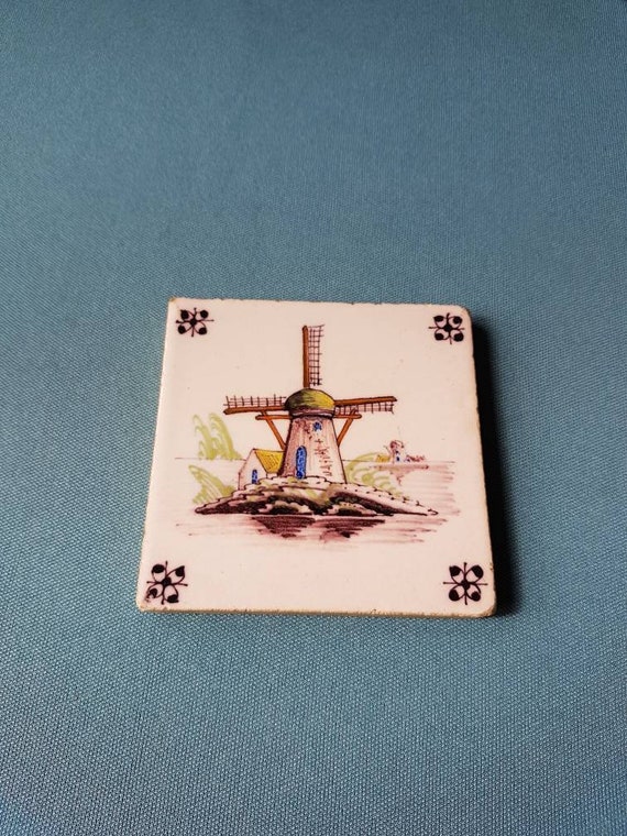 Vintage Hand Painted Dutch Tile-windmill in Countryside Made | Etsy