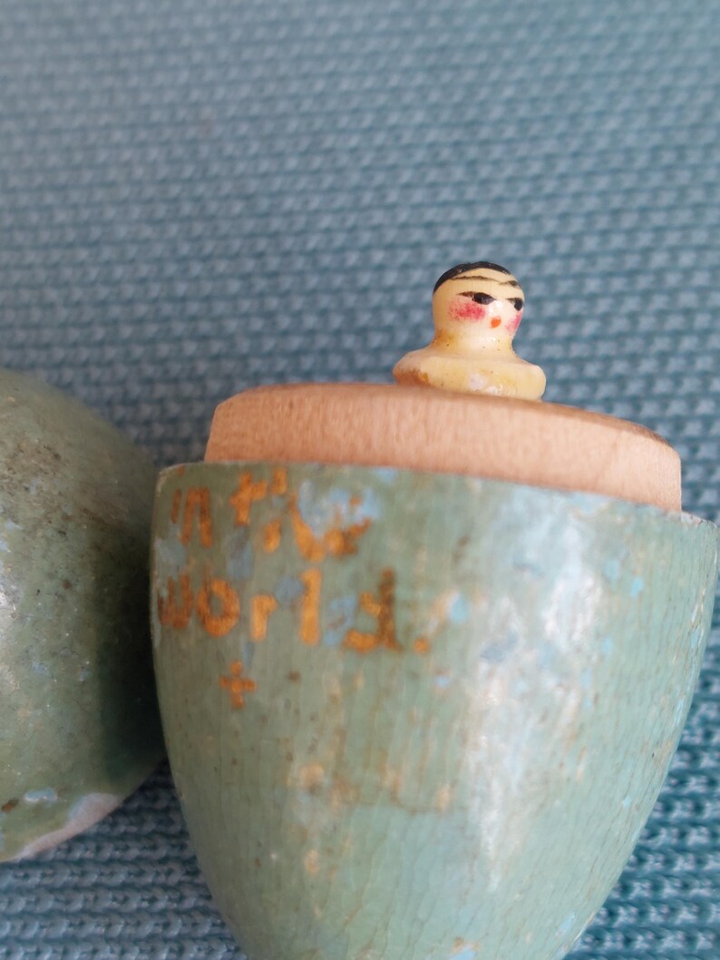 Antique Wooden Doll"the Smallest Doll in the World" Inside Wooden Egg ...