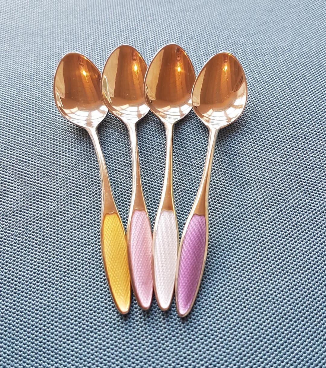 Vintage Denmark Frigast Sterling Silver GILT & Enamel Spoons - Set of 4 ...