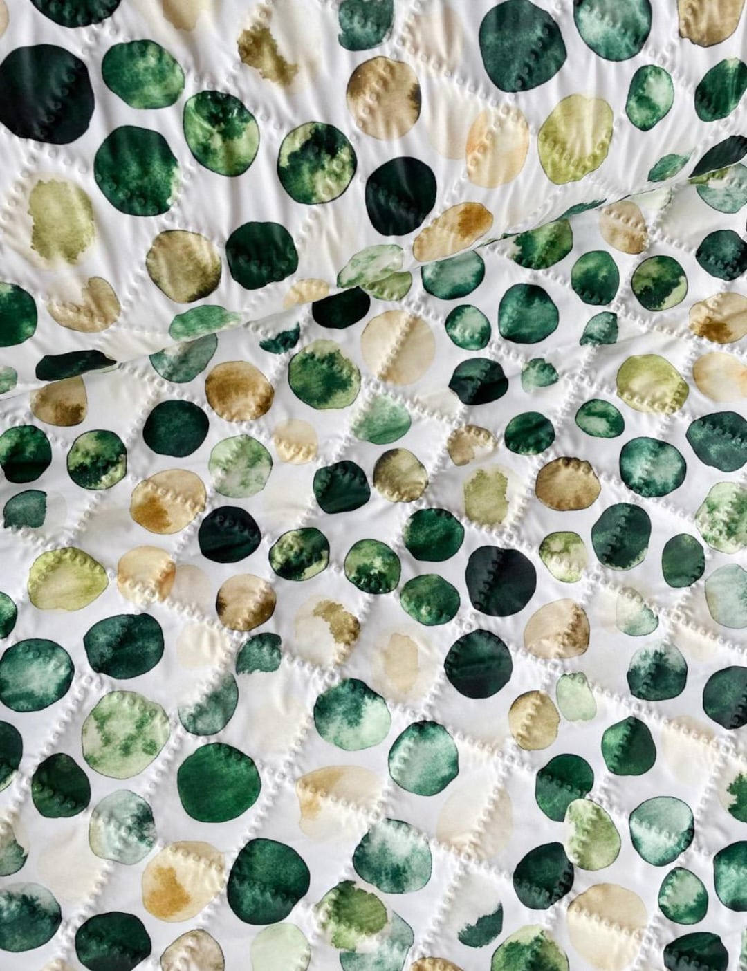 Forest Green Circle Quilted Fabric: Water Repellent Outerwear, Half ...