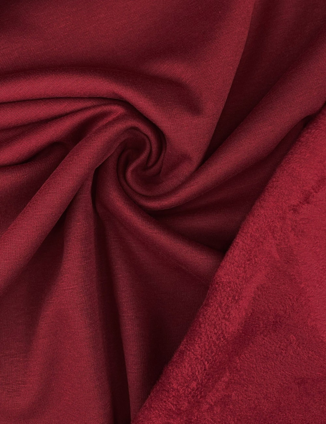 Jogging Alpen Fleece Knit Fabric With Fluffy Backside Dark Red Bordeaux ...