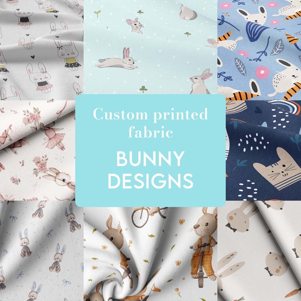 Bunny Print Fabric - Etsy UK
