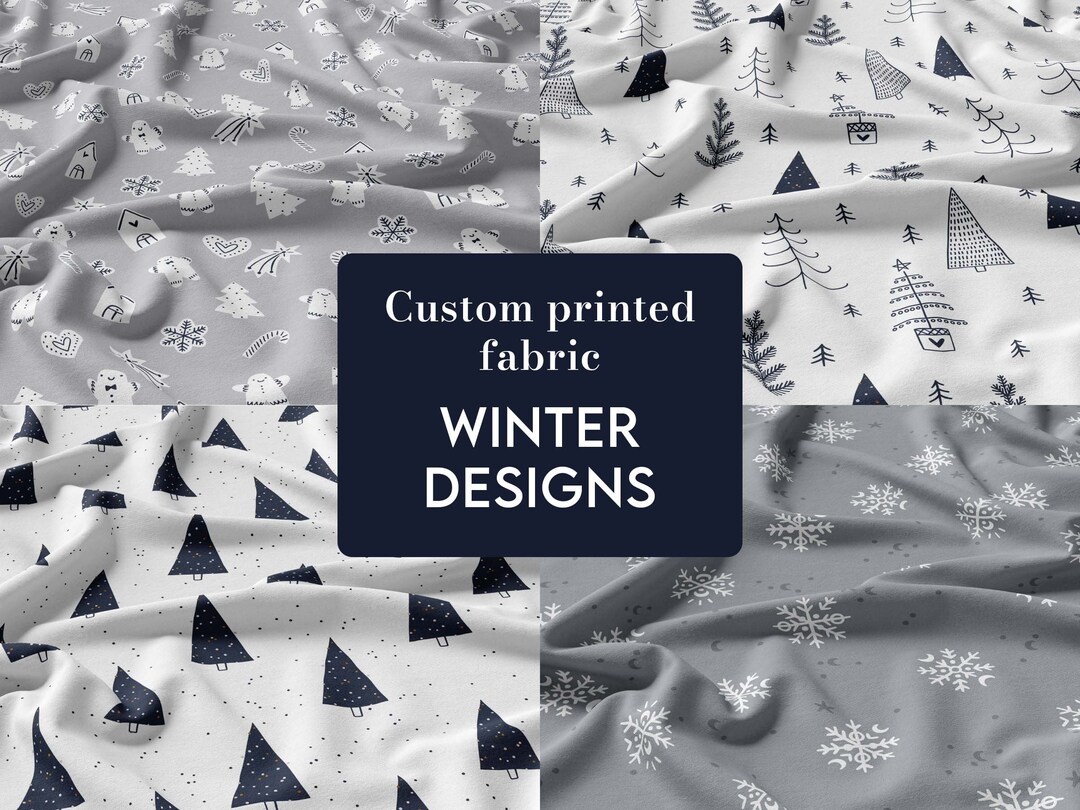Winter Design Printed Fabric: Choose Your Fabric Base, Sold by Meter - Etsy