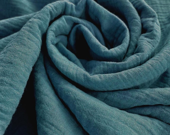 Double Gauze | Sea Blue | Muslin Fabric | 100% Cotton Fabric | Sold by ...