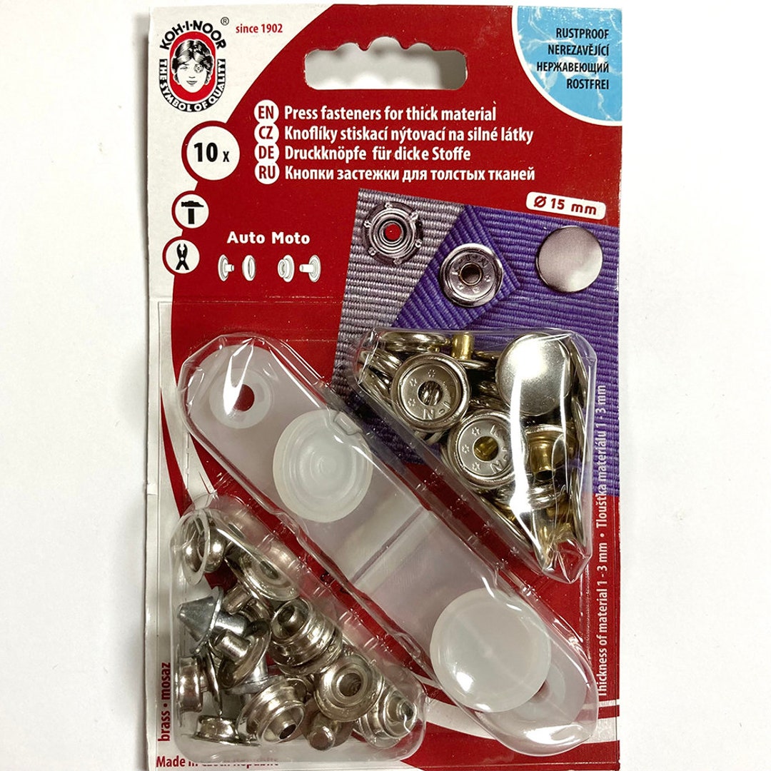 Set of Rivets for Medium Weight Fabrics - Diameter 15mm, Various Colors ...