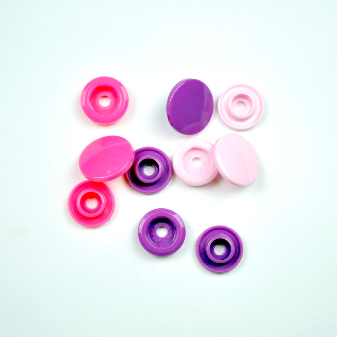Set of Plastic Snaps - Pink, Purple, Baby Pink - for Baby Clothing, Bed ...